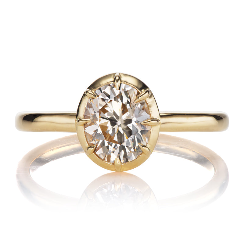 1 Carat Oval Shaped Diamond Collet-Set in 18kt Yellow Gold – Andria ...
