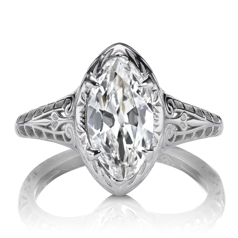 Moval Diamond in Detailed Filigree Setting – Andria Barboné Jewelry