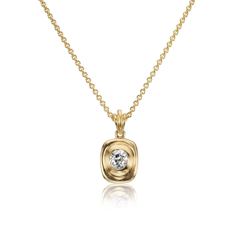 Old Mine Cut Diamond Necklace in Sculpted Gold Setting – Andria Barboné ...