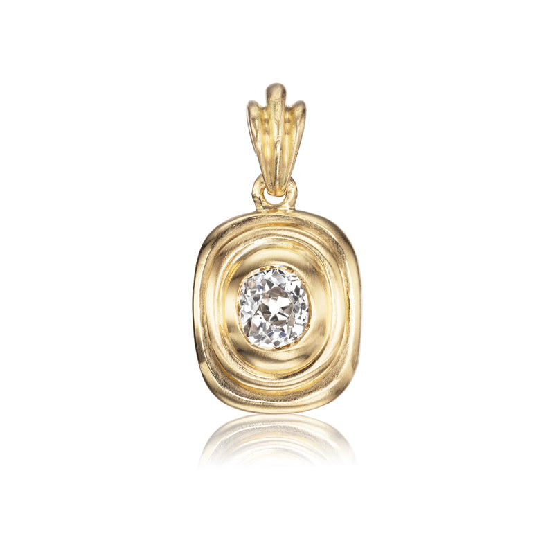 Champagne Diamond Pendant in Sculpted Gold Setting – Andria Barboné Jewelry