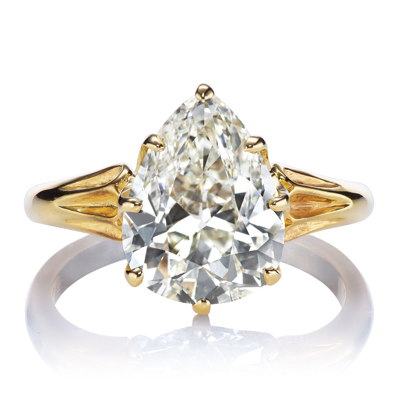 4 Carat Pear Cut Diamond in Thick Yellow Gold Setting – Andria Barboné ...