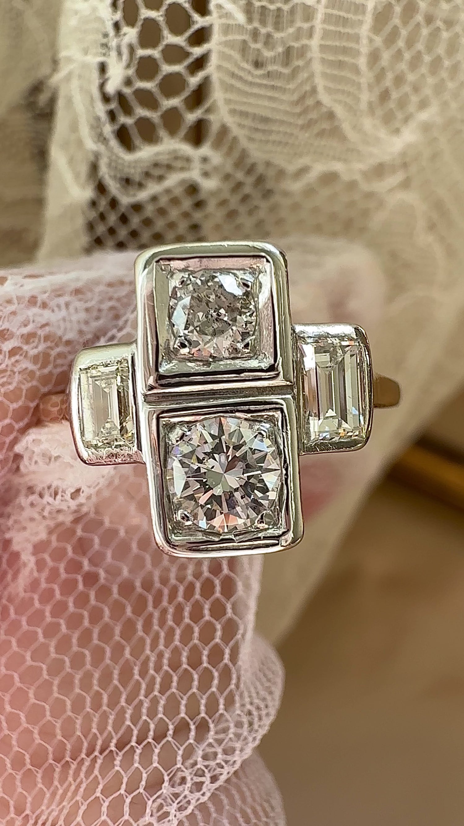 Unique Art Deco Diamond Two-Tone Ring – Andria Barboné Jewelry